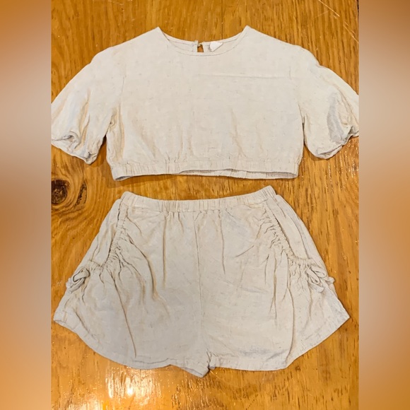 SHEIN | Matching Sets | Mixed Linen Shorts Set Girls Size 112 | Poshmark
